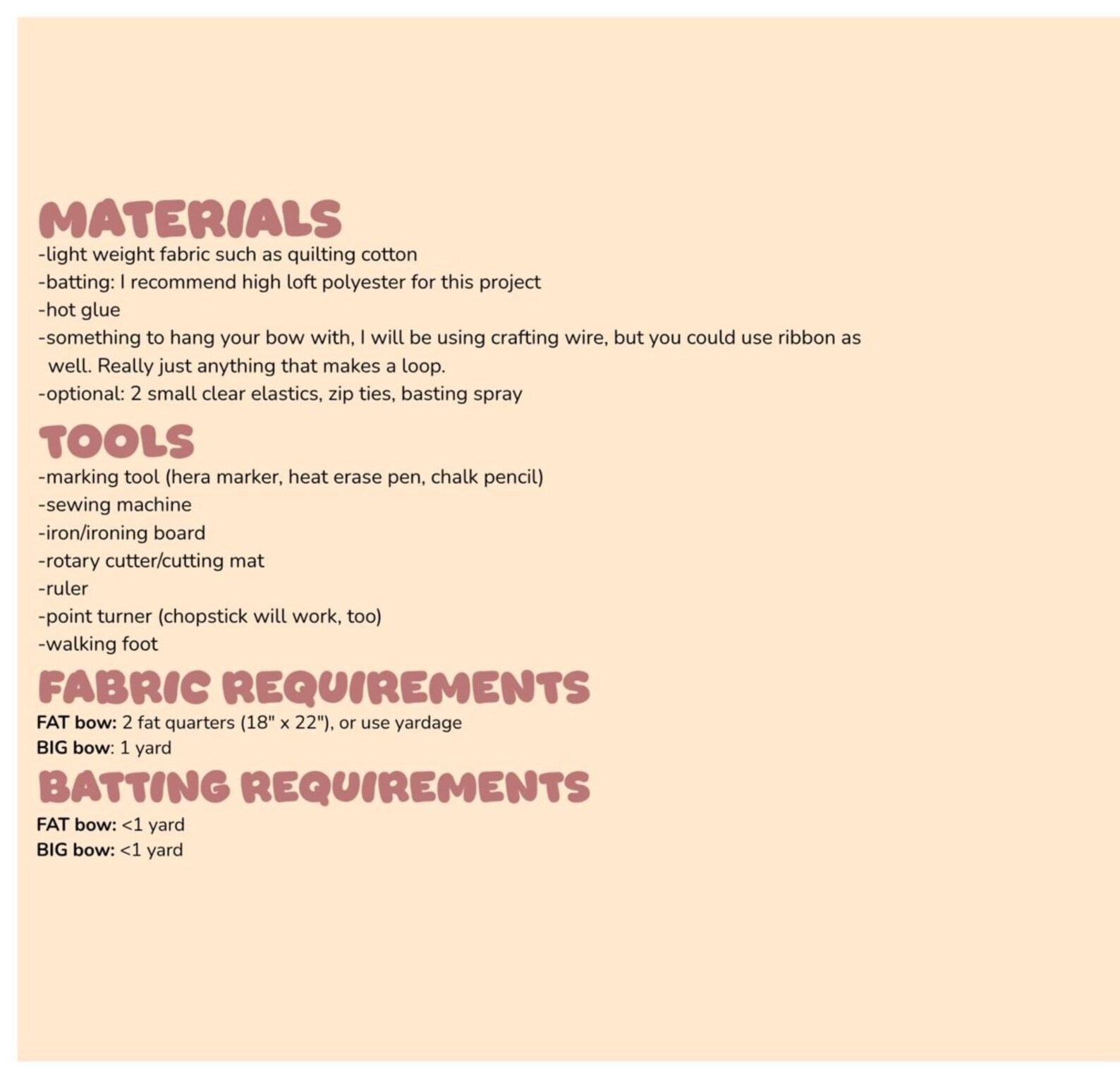Big & Fat Bow Sewing Pattern | Quilted Bow | 2 Sizes | PDF Digital ...