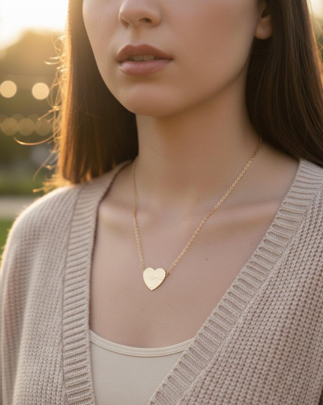 Dainty Heart Outline Necklace - Elegant Gold Pendant for Her - Etsy