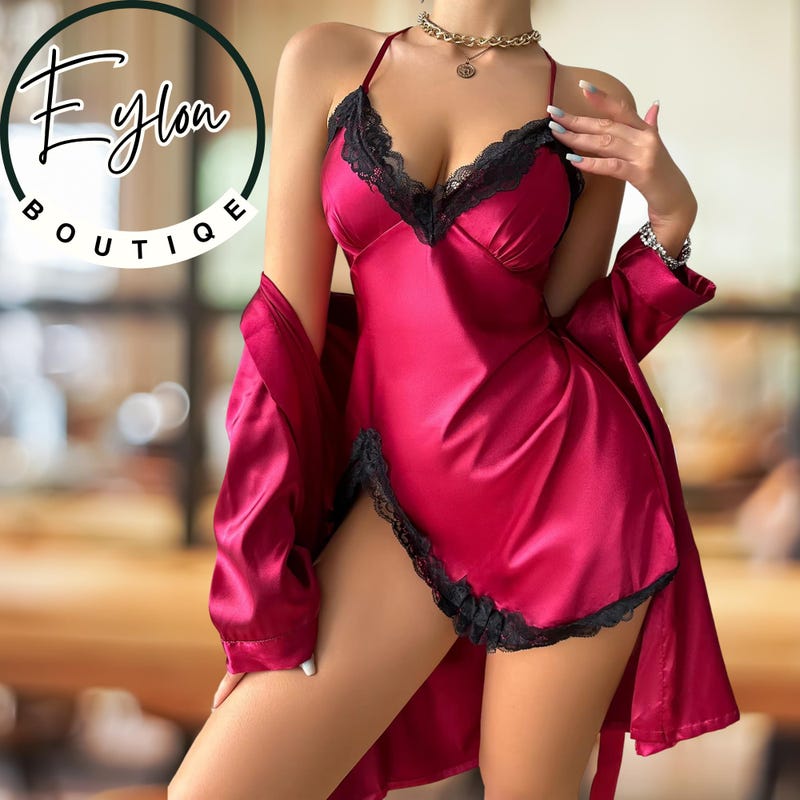 Satin Lingerie Set Etsy