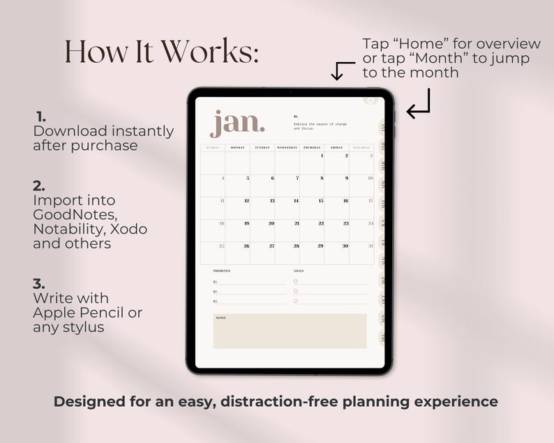2026 Digital Planner | Soft Flow Edition | Minimal Hyperlinked Calendar ...