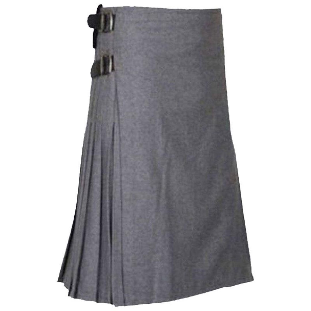 Solid Grey Tartan Kilt | Handmade Custom Scottish Highland Kilt for Men ...