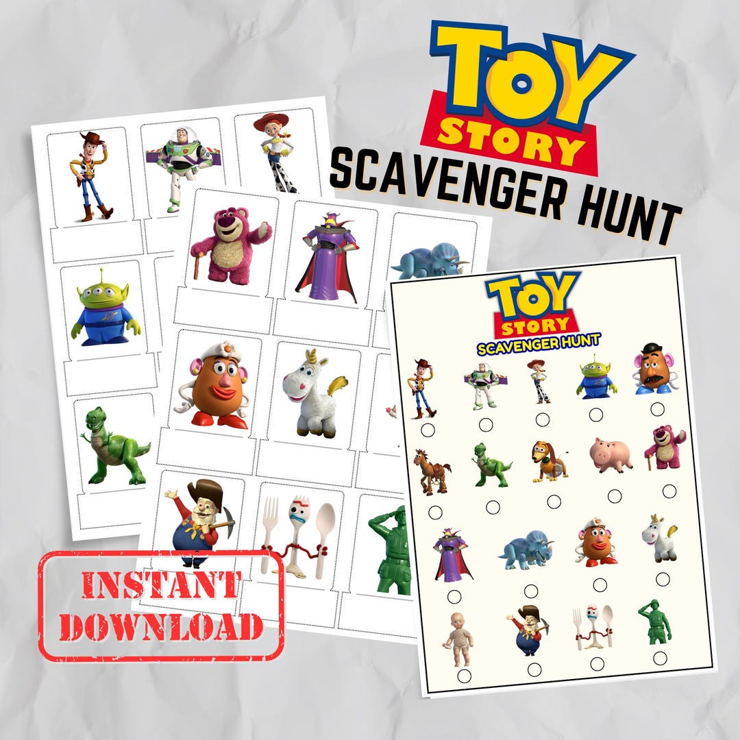 Toy Story Scavenger Hunt Game, 18 Stand-up Characters, Fun Party Game ...