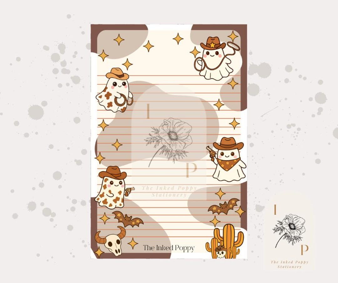Halloween Stationery Set: Ghost Cowboy Letter Writing Papers - Etsy
