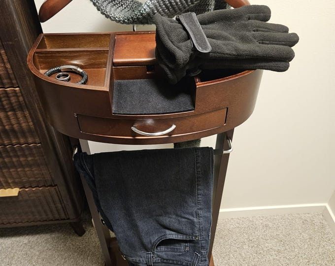 Minimalist Valet Stand Walnut, Walnut Valet Stand, Modern Dumb Butler ...
