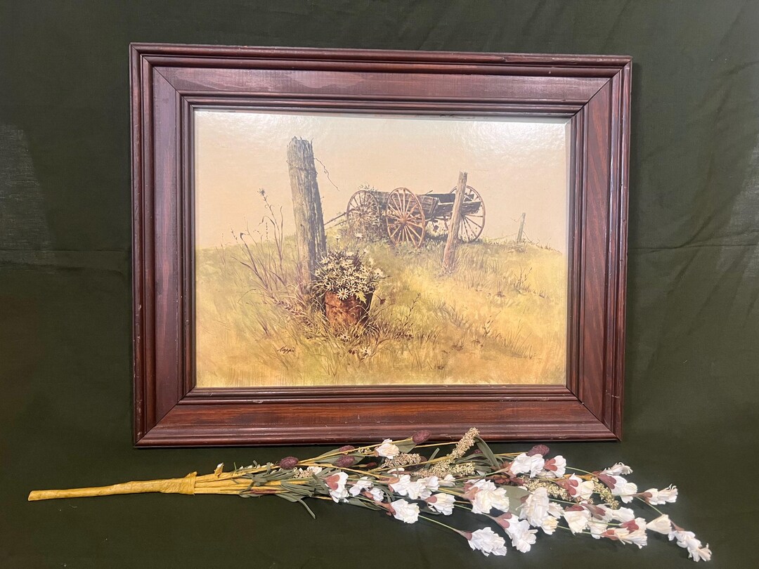 Vintage Farmhouse Art- Original Wood Frame- Landscape Wall Decor - Etsy