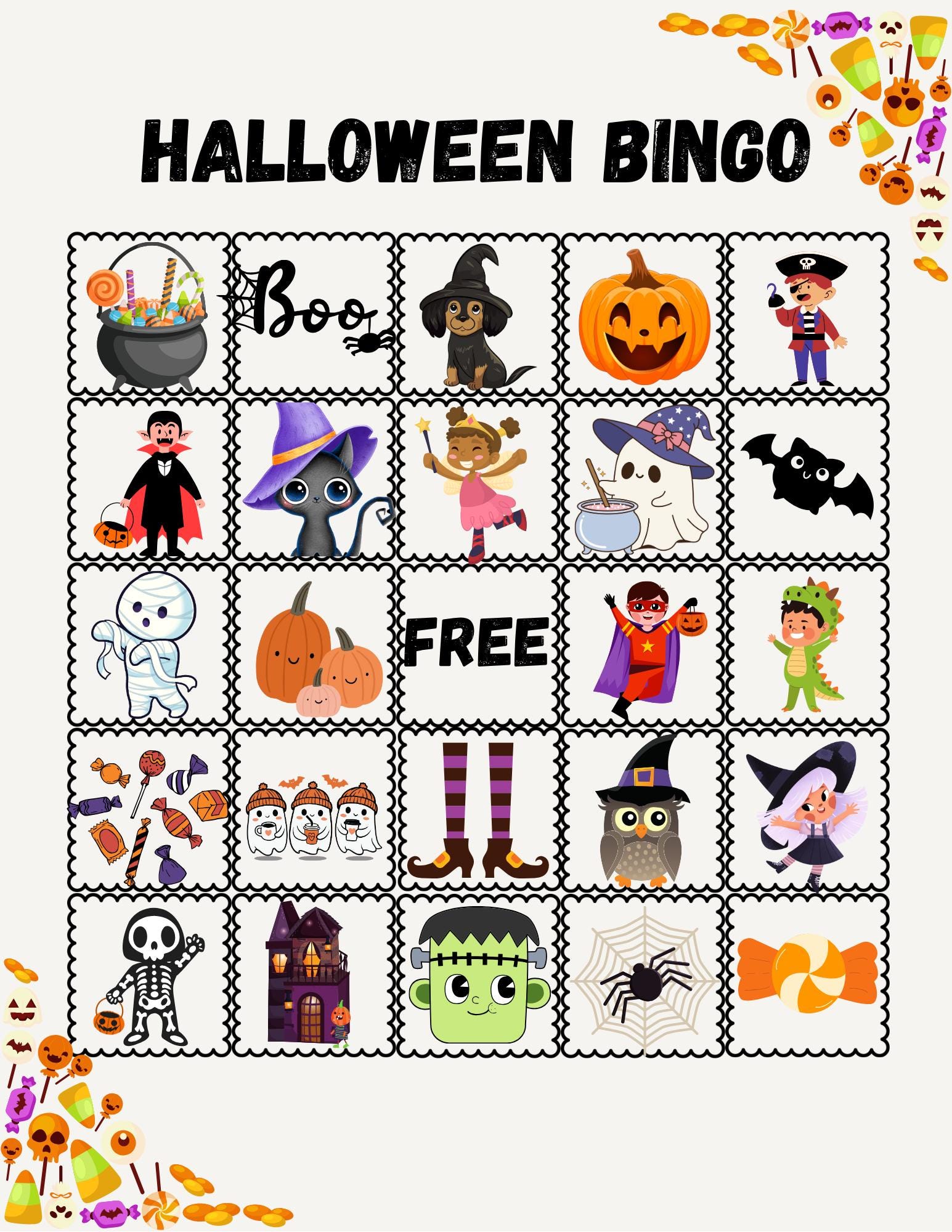 Halloween Bingo - 30 Individual Cards- Holiday Games- Instant Download ...