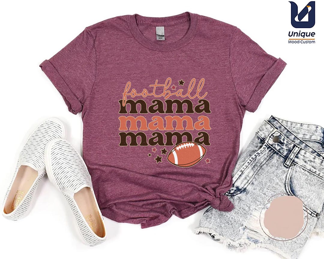 Football Mama Groovy Peach Shirt | Game Day Sports Mom Mama Mama Mama ...
