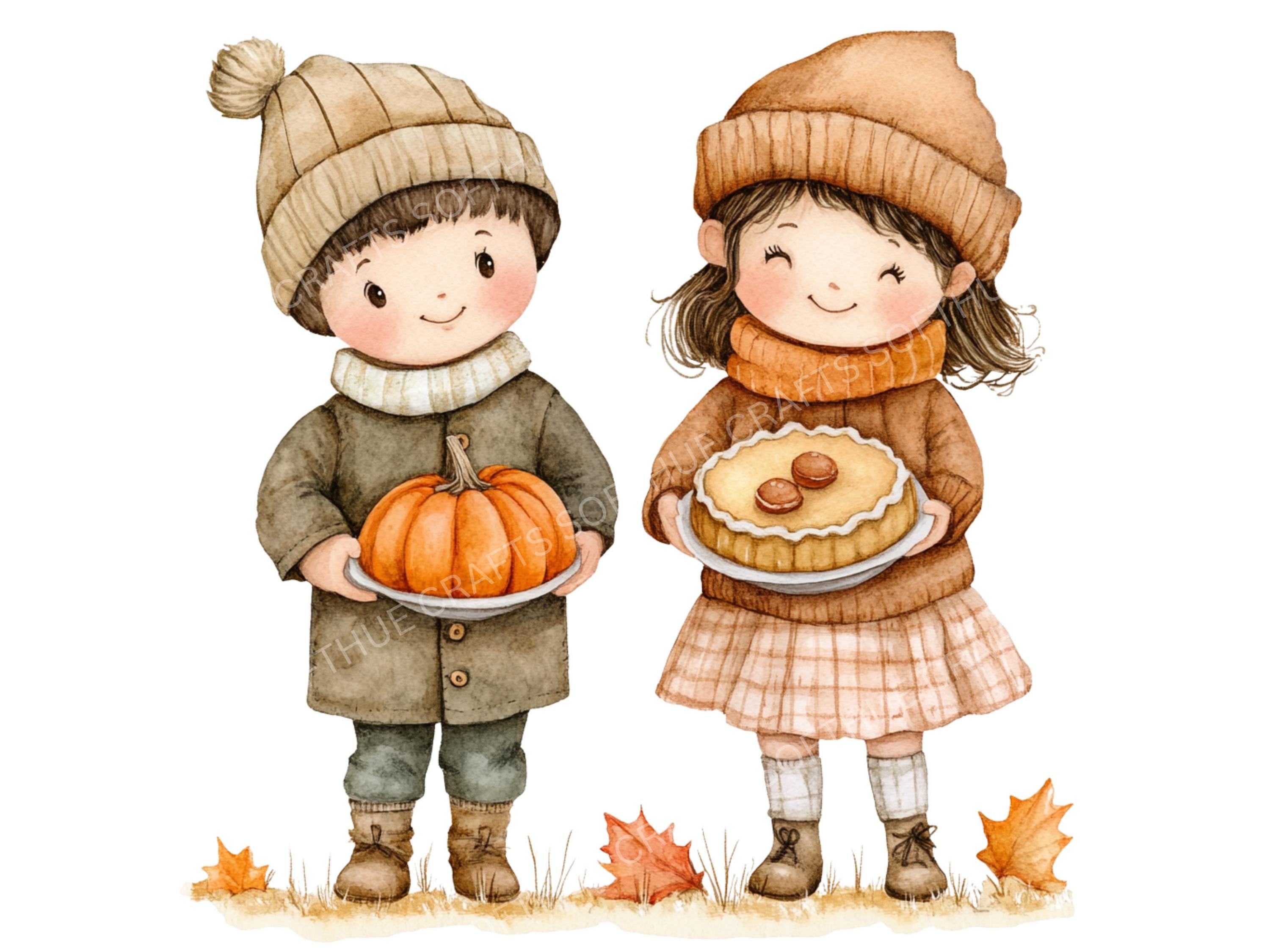 12 Watercolor Fall Clipart Bundle: Thanksgiving Dinner, Pumpkins ,fall ...