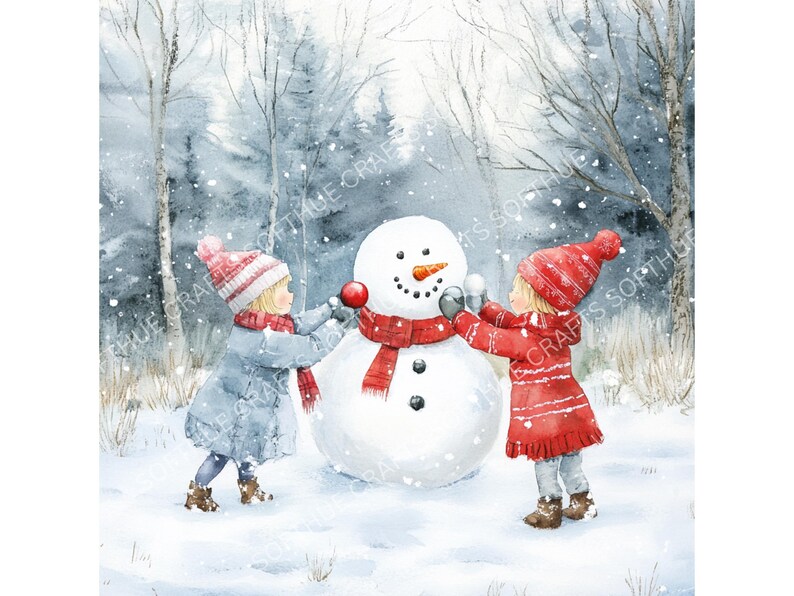 9 Watercolor Christmas Snowmen Clipart Set: Winter Kids PNG (digital ...