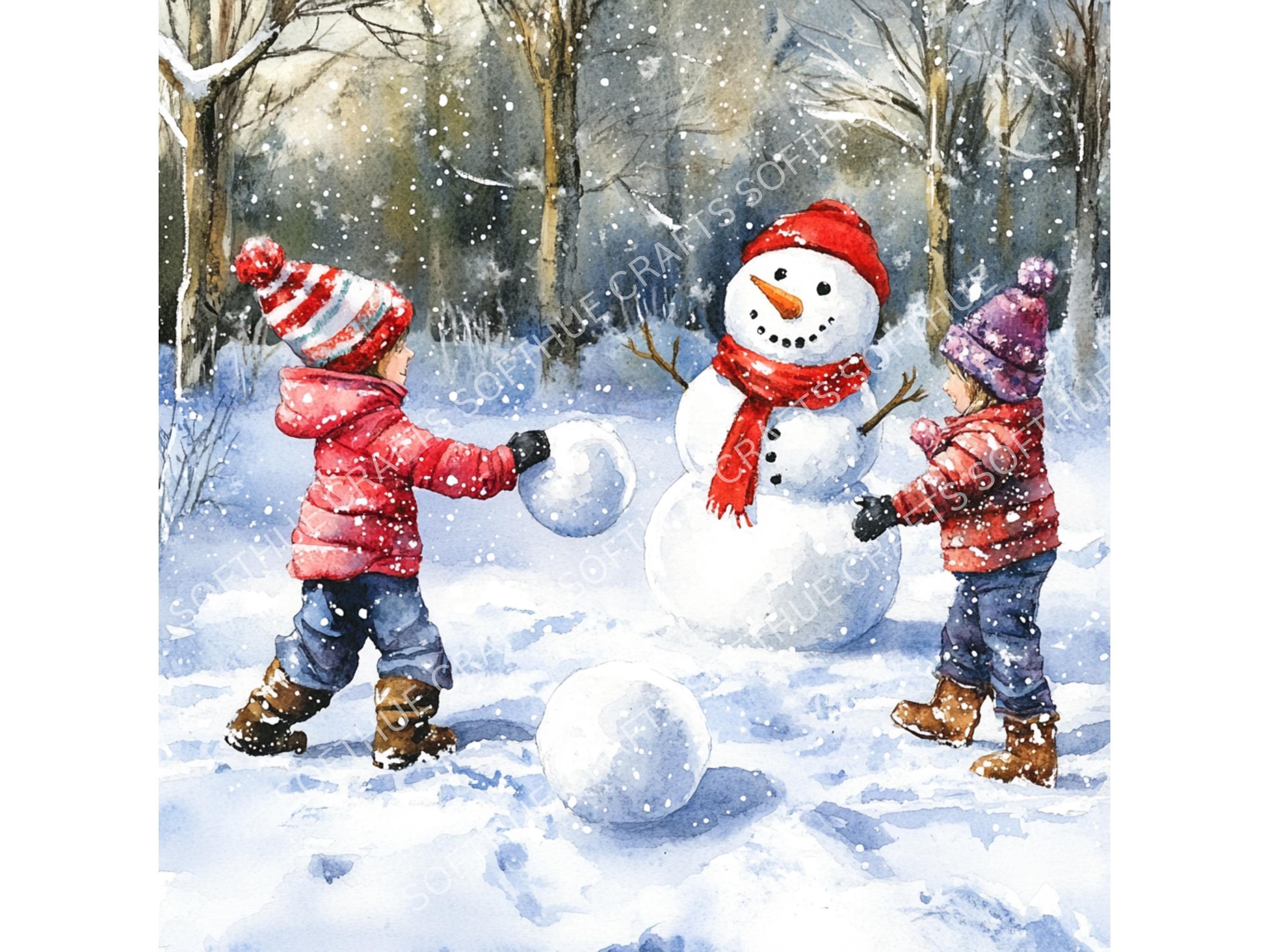 9 Watercolor Christmas Snowmen Clipart Set: Winter Kids PNG (digital ...
