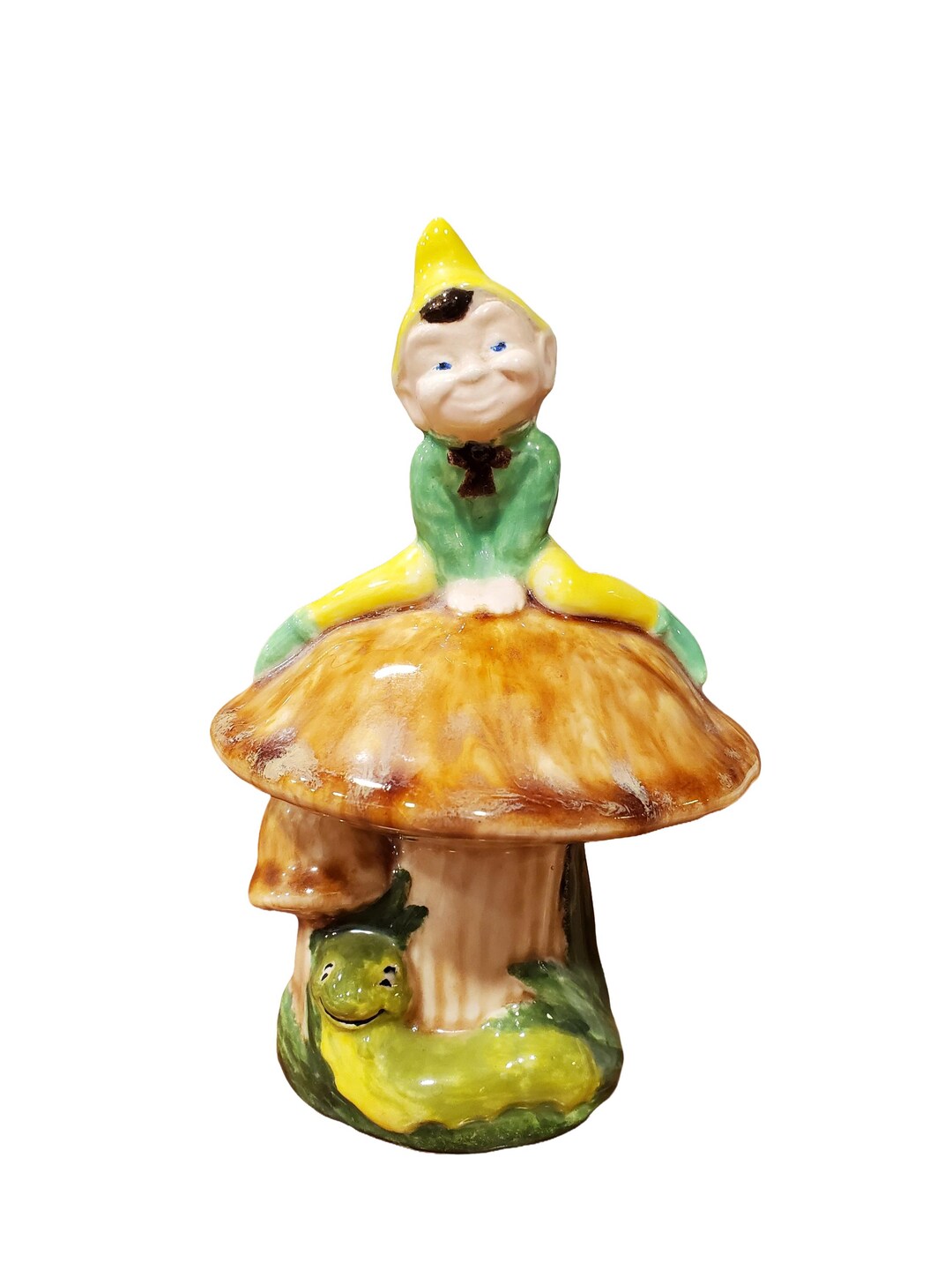 Vintage 1960s Woodland Ceramic Pixie Elf Sitting on a Mushroom Figurine ...