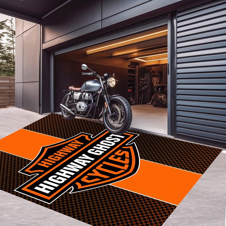 Motorcycle Garage Rug | Harley Style Gift Biker | Man Cave Decor - Etsy
