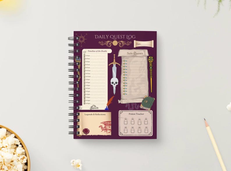 Daily Quest Log | Fantasy Printable Planner | Productivity Digital ...