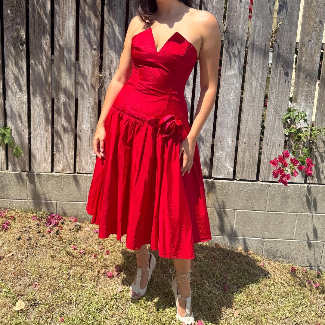 Late 1980s Vintage Red Bombshell Party Dress - Etsy