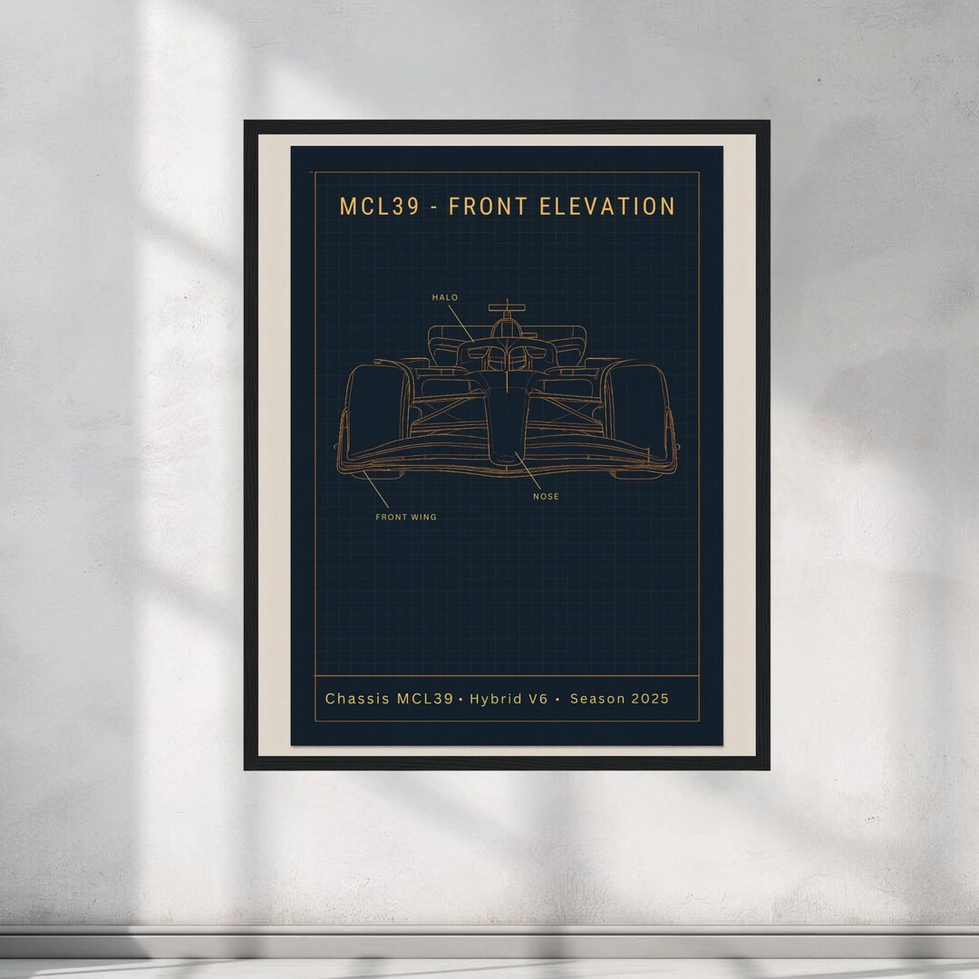 MCL39 F1 Blueprint Poste, Formula 1 Technical Wall Art, Racing Car ...