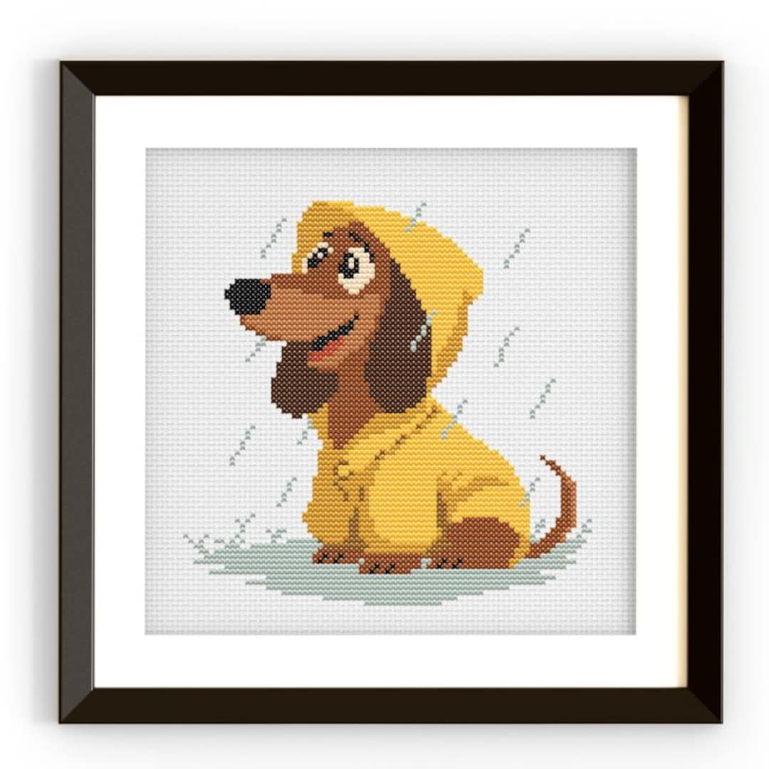 Dachshund Embroidery Pattern Raincoat Dachshunds PDF Cross-stitch ...