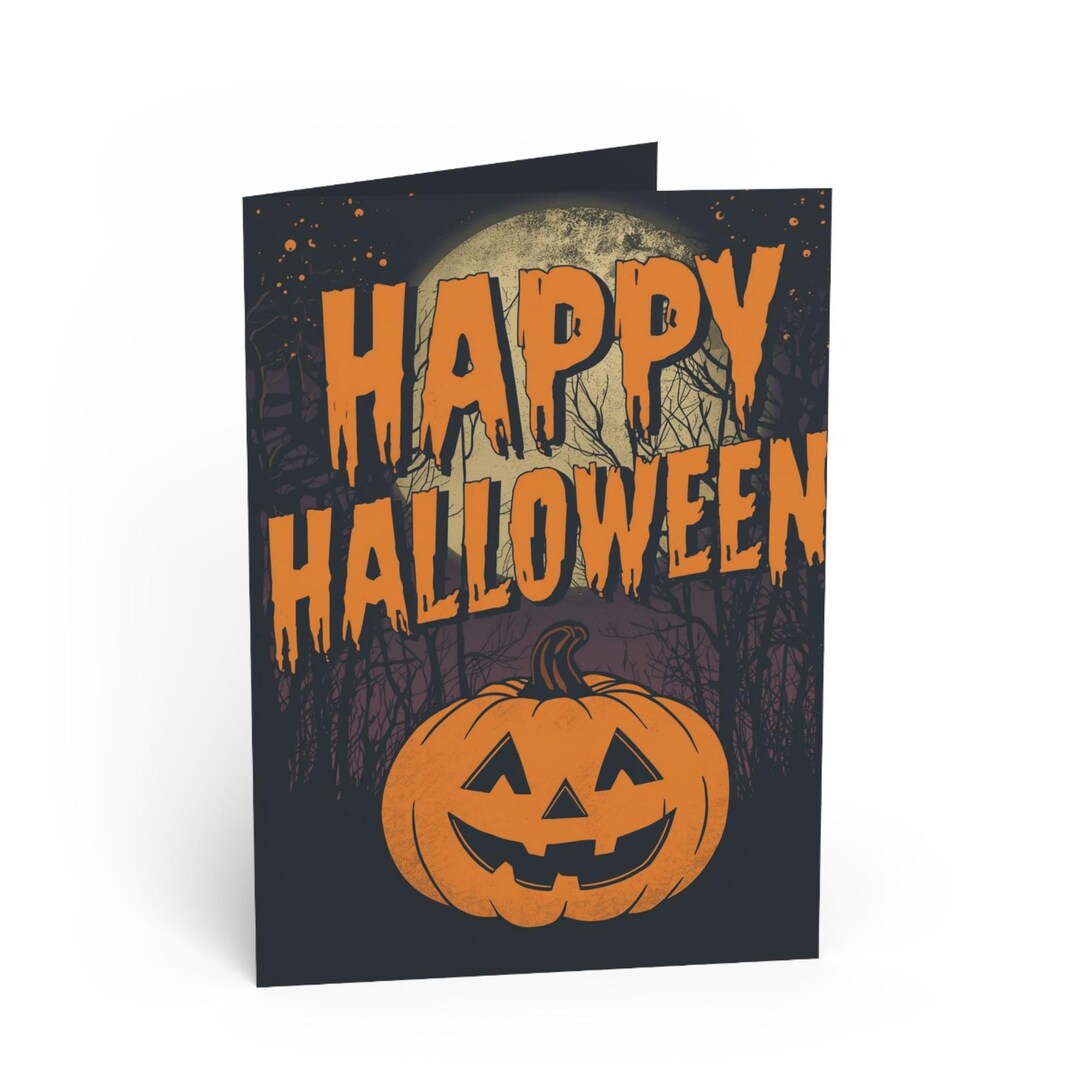 Spooky Halloween Greeting Card, Pumpkin Card, Halloween Decorations ...
