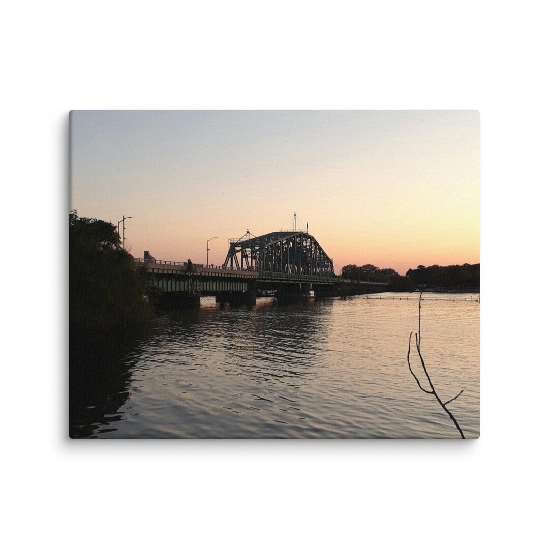 Steel Bridge Sunset Canvas Print | Industrial Landscape Wall Art (8x10 ...
