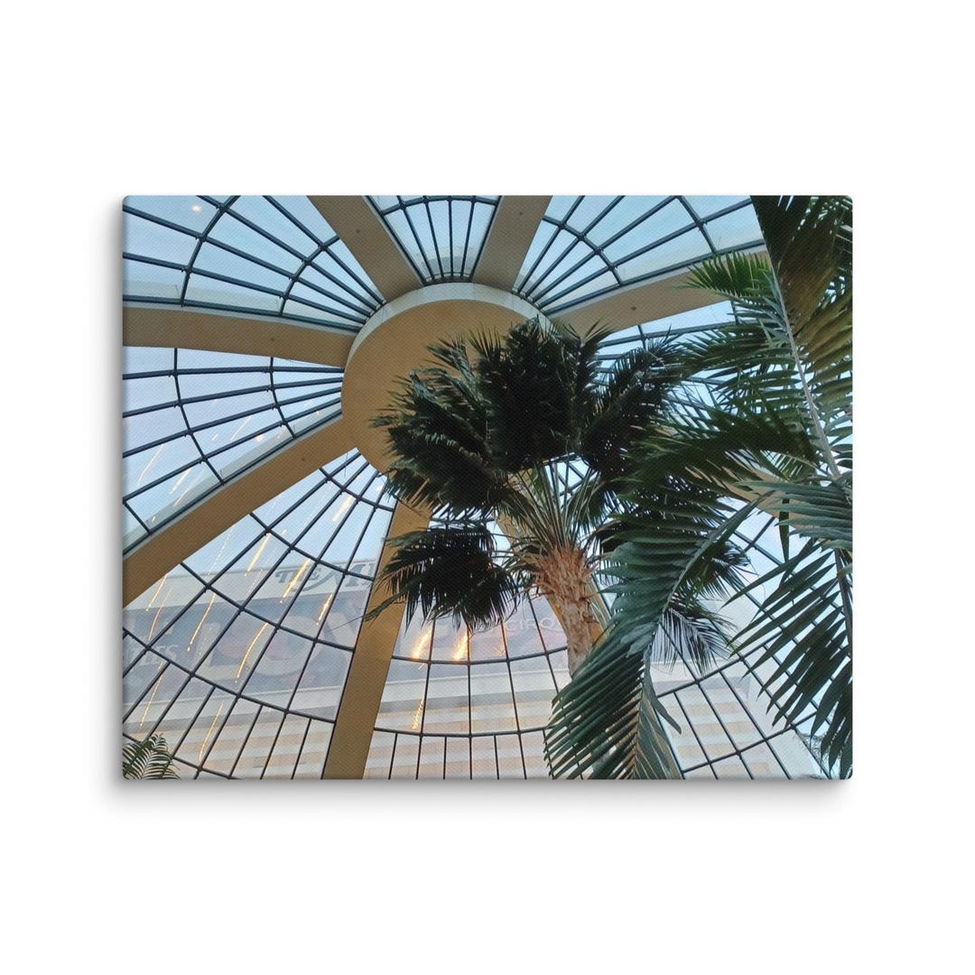 Glass Dome Conservatory Canvas Print | Tropical Palm Atrium, Urban ...