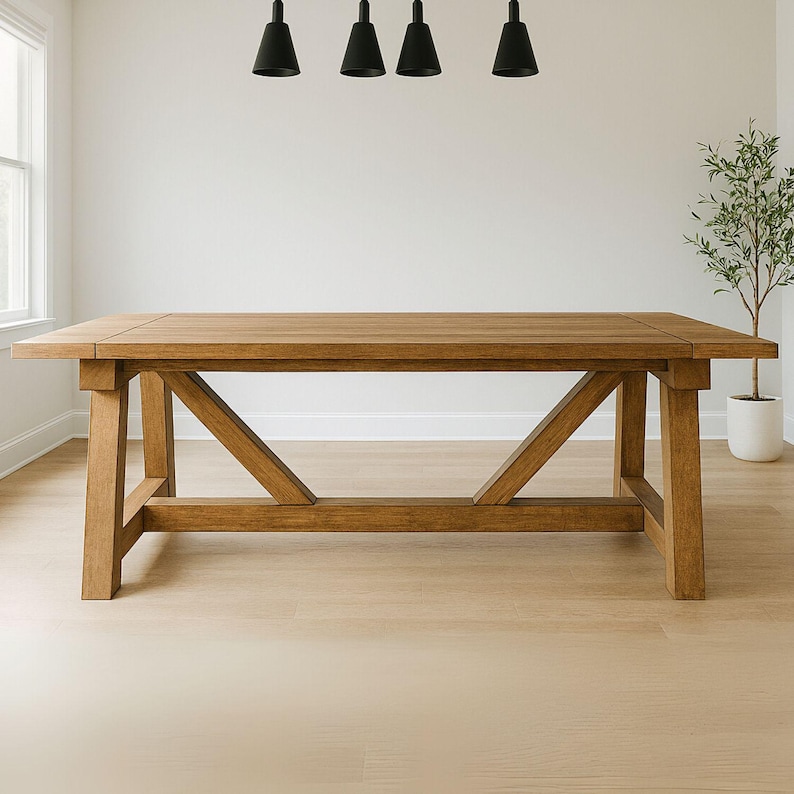4x4 Truss Beam Farmhouse Table PDF Plans With Bench (digital Download ...