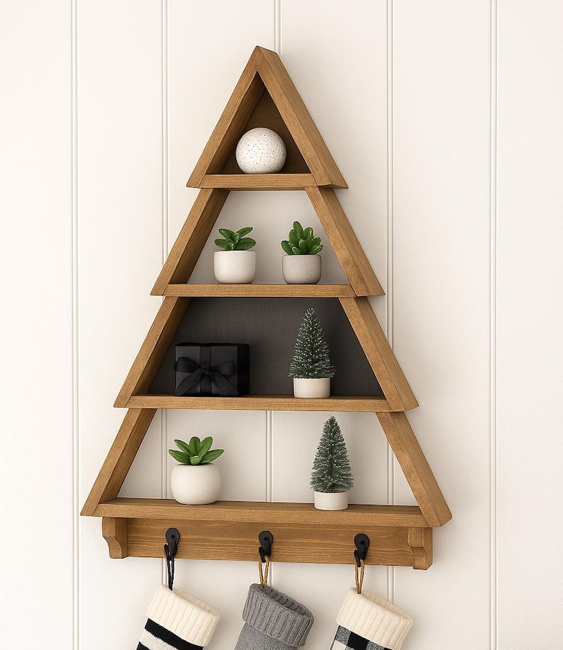 Wooden Christmas Tree Shelf PDF Plan – Rustic Holiday Decor Display - Etsy