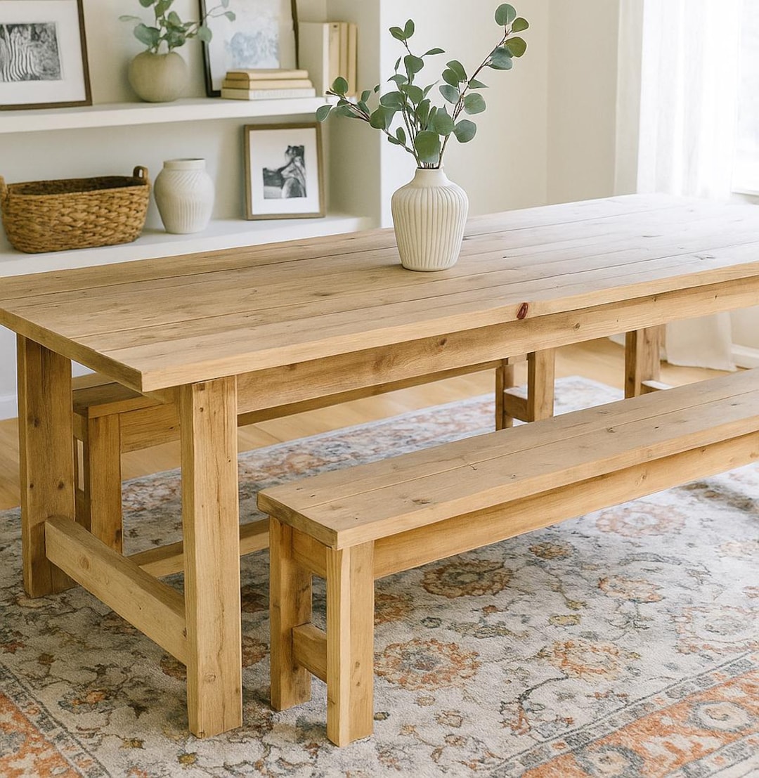 Beginner Farm Table & Bench PDF Plans Collection – Easy 2-tool DIY ...