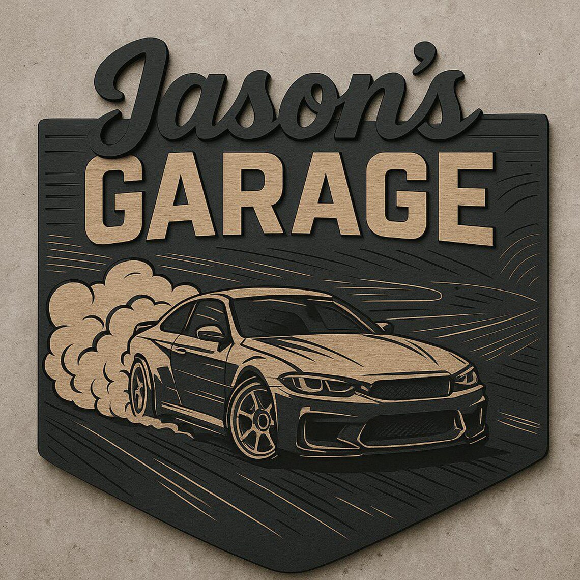 Personalized Drift Car Garage Sign – Custom Wooden Garage Wall Decor ...