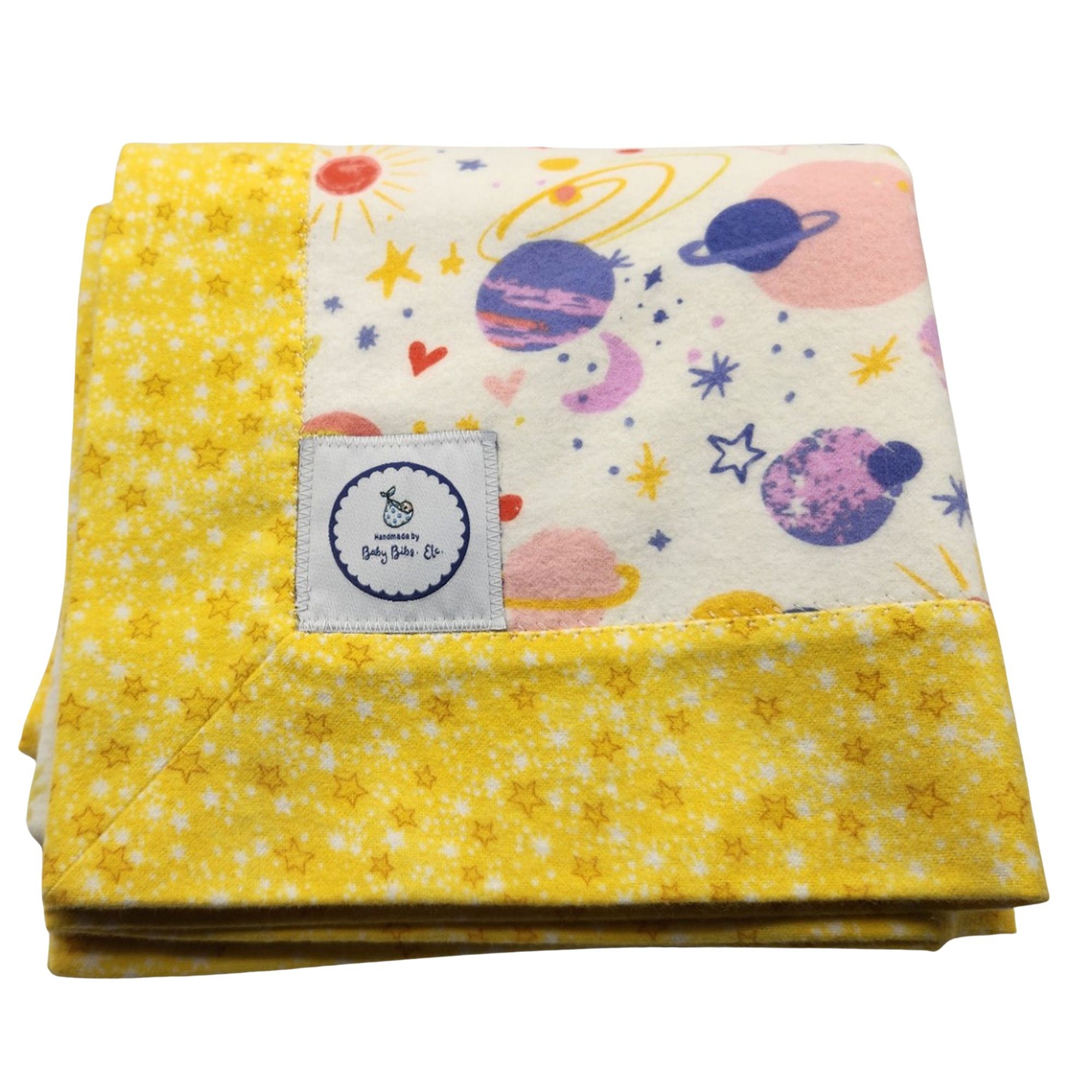 Fun Outer Space Nursery Print Handmade Flannel Self Binding Baby Boy ...