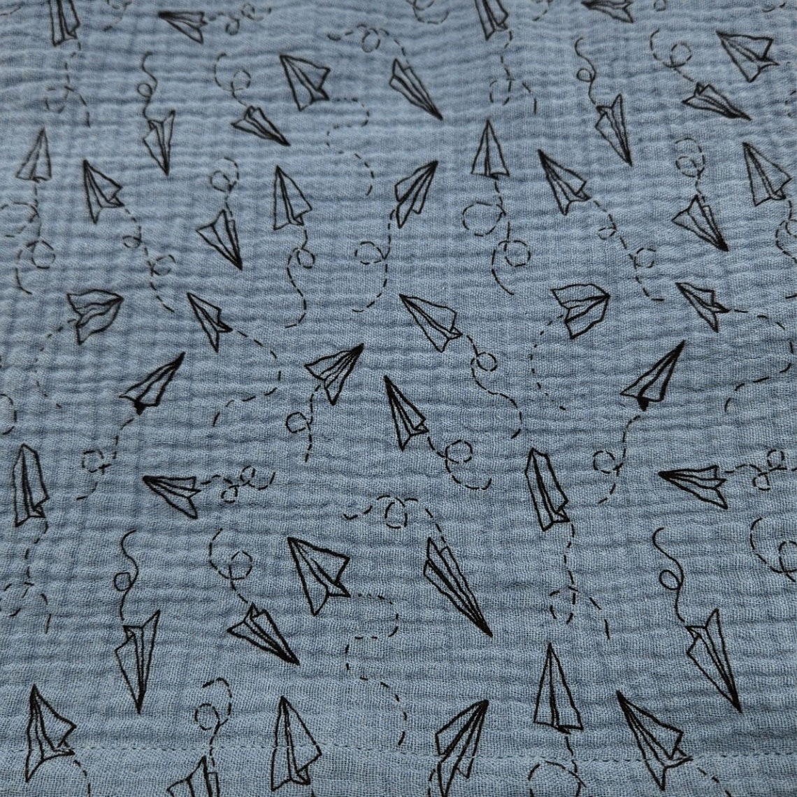Double Cotton Gauze Muslin Swaddle Baby Boy Blanket Paper Airplanes ...