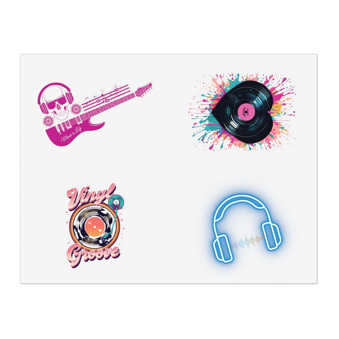 Vinyl Music Lover Sticker Sheets | Music-themed Stickers | Retro Decor ...