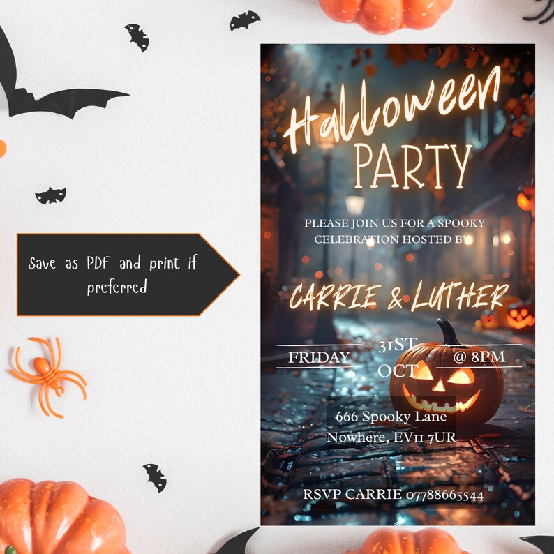 Editable Halloween Party Invitation / Spooky Digital Download / Mobile ...