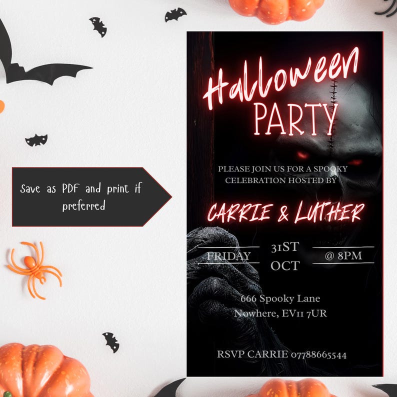 Editable Halloween Party Invitation / Spooky Digital Download / Mobile ...