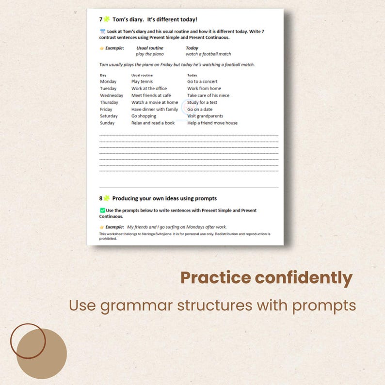 English Tenses – Present Simple & Continuous – ESL Grammar Worksheets ...