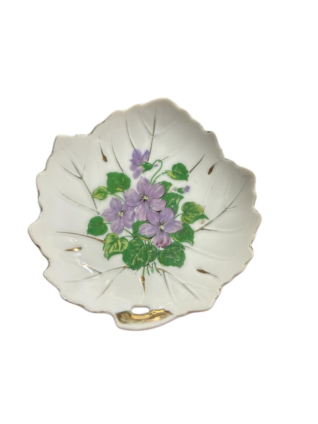 Vintage Nasco Hand-painted Porcelain Leaf-shaped Trinket Dish With ...