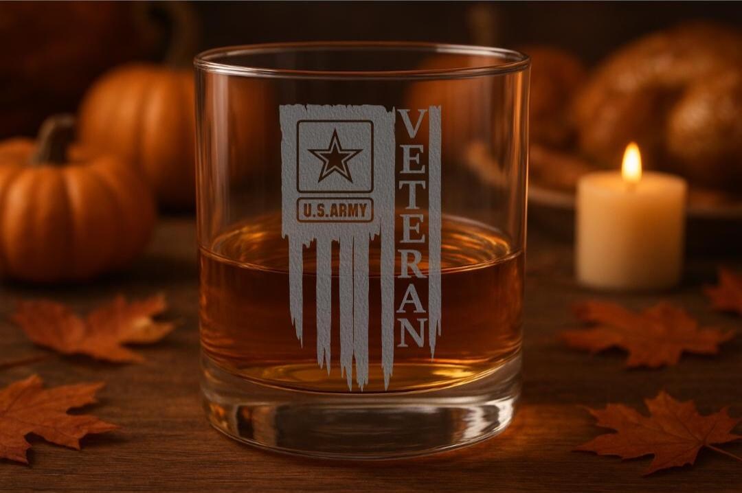 Veteran Whiskey Glass 13oz | Military Veteran Old Fashioned Glass ...