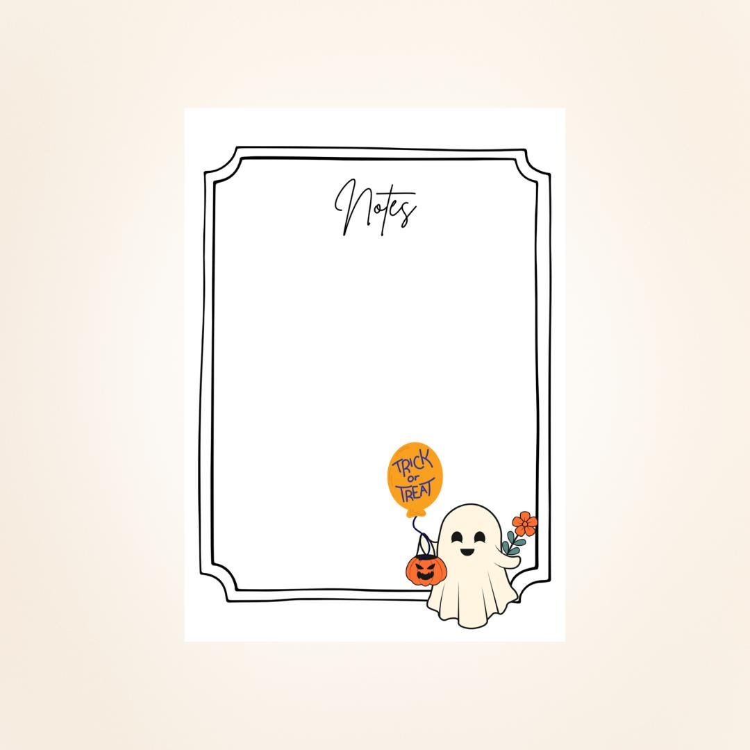 Cute Halloween Writing Pad - Pumpkin Candy Holder - Orange Balloon ...