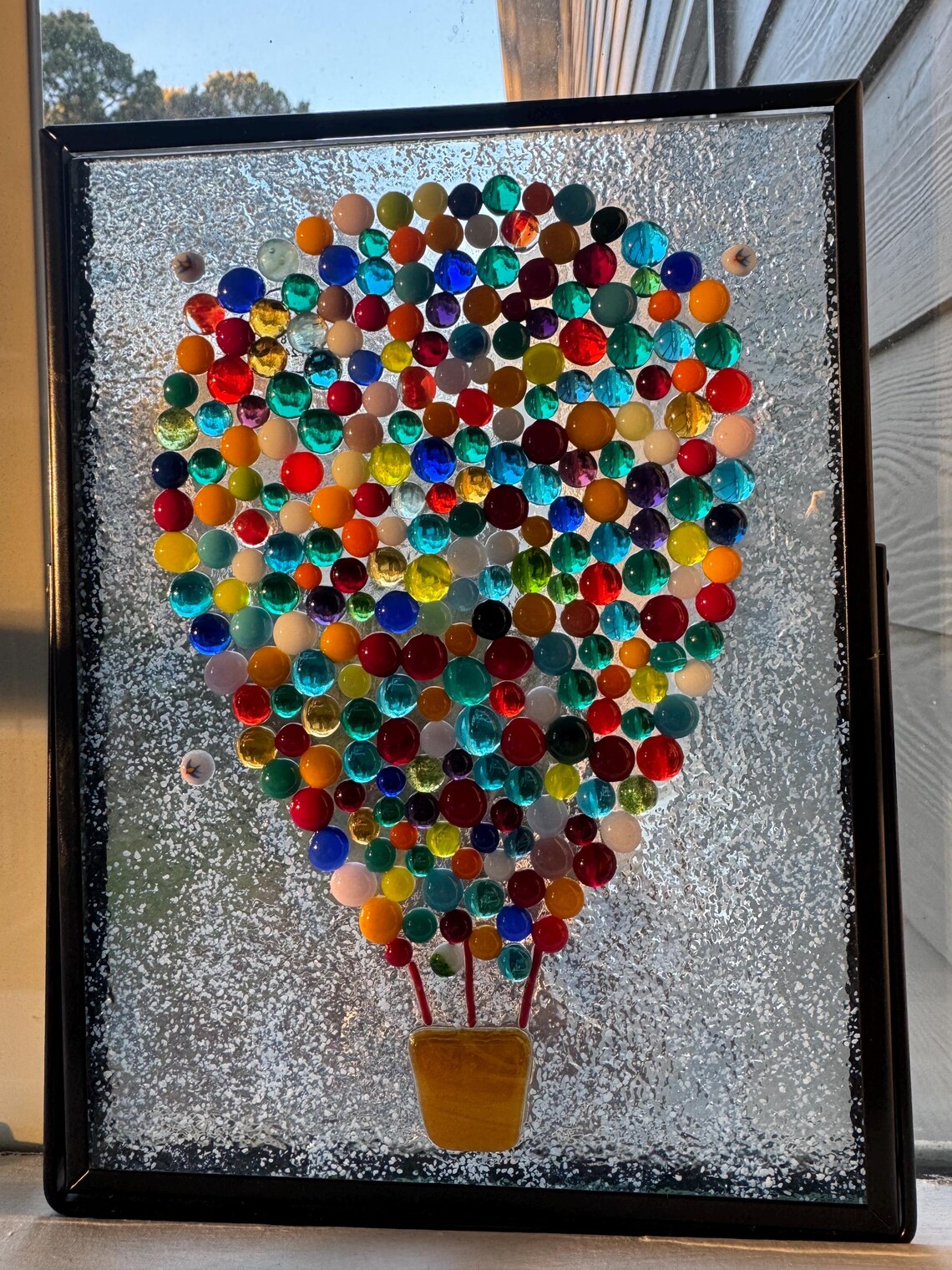 Colorful Fused Glass Hot Air Balloon Framed Art - Etsy