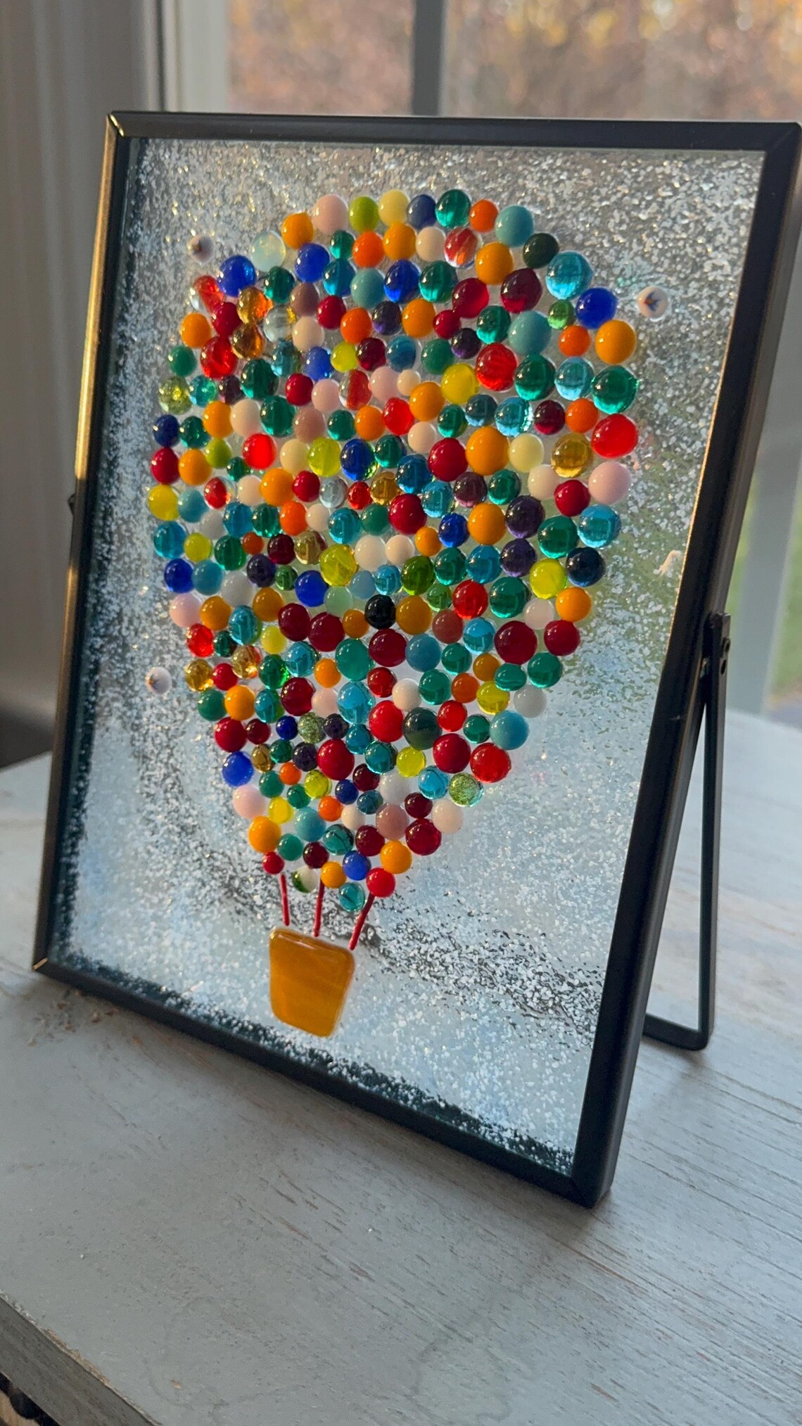Colorful Fused Glass Hot Air Balloon Framed Art - Etsy