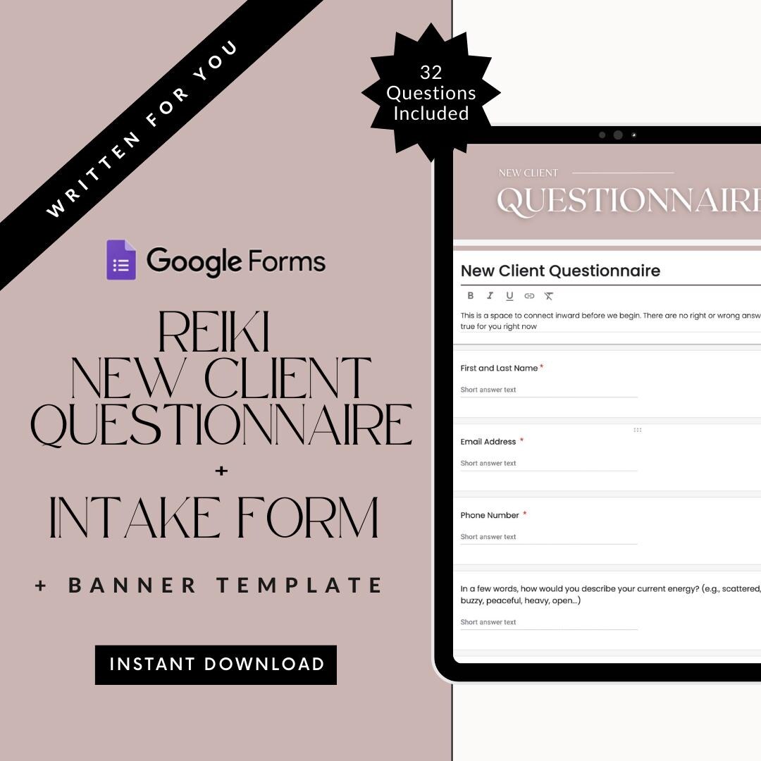 Reiki Client Intake Form Template | Editable Google Form Questionnaire ...
