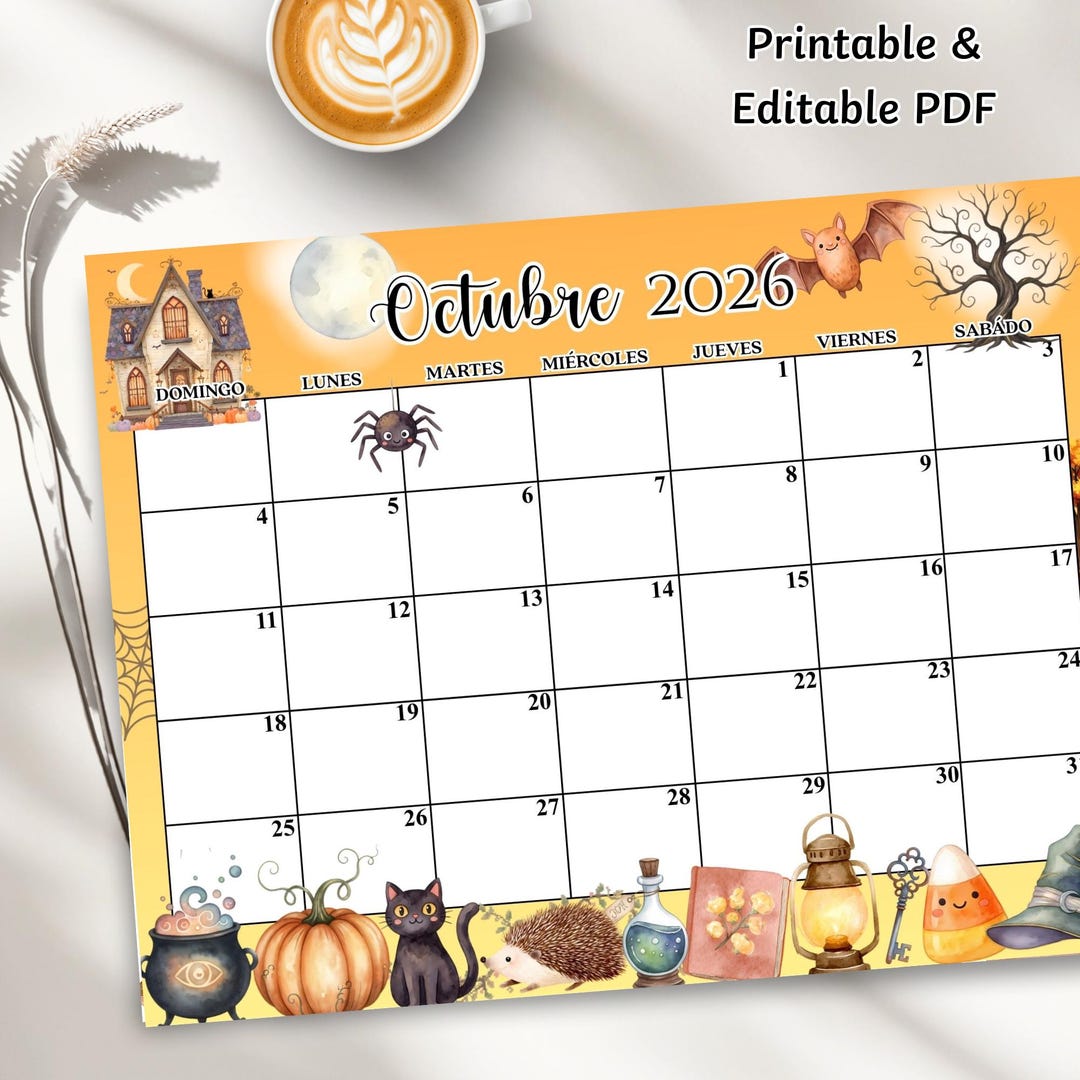 Calendario Español, Octubre 2026, Spanish October Calendar, PDF ...