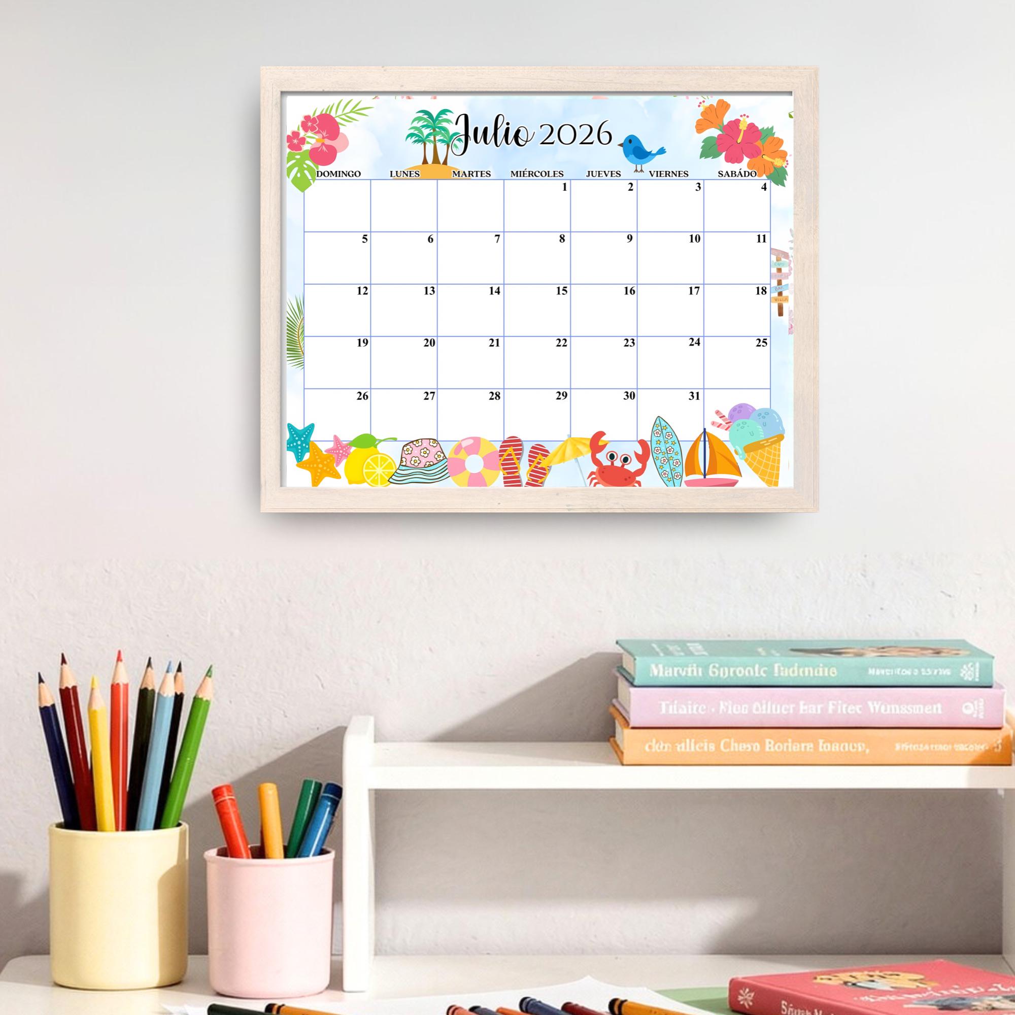 Calendario Español, Julio 2026, Spanish July Calendar, PDF Imprimible Y ...