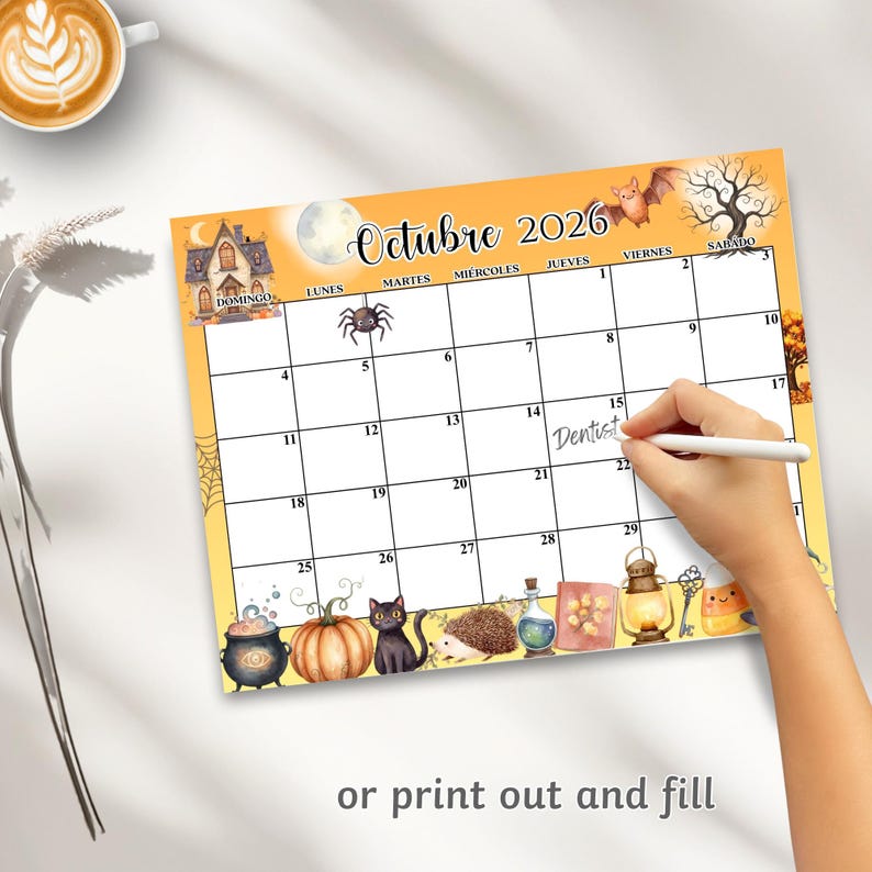 Calendario Español, Octubre 2026, Spanish October Calendar, PDF ...