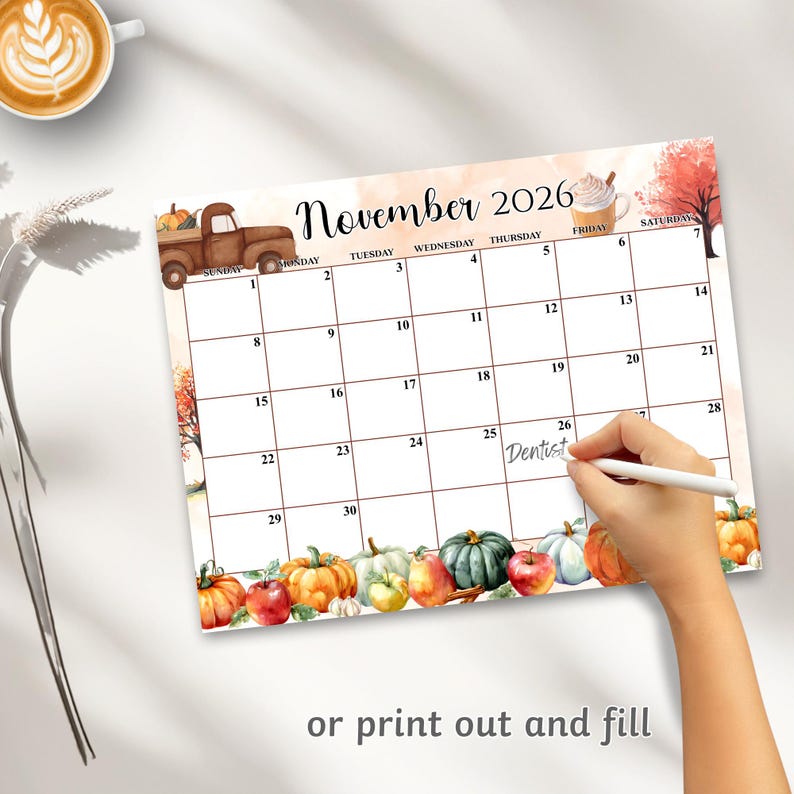 Editable November 2026 Calendar, PDF Editable, Printable Planner ...