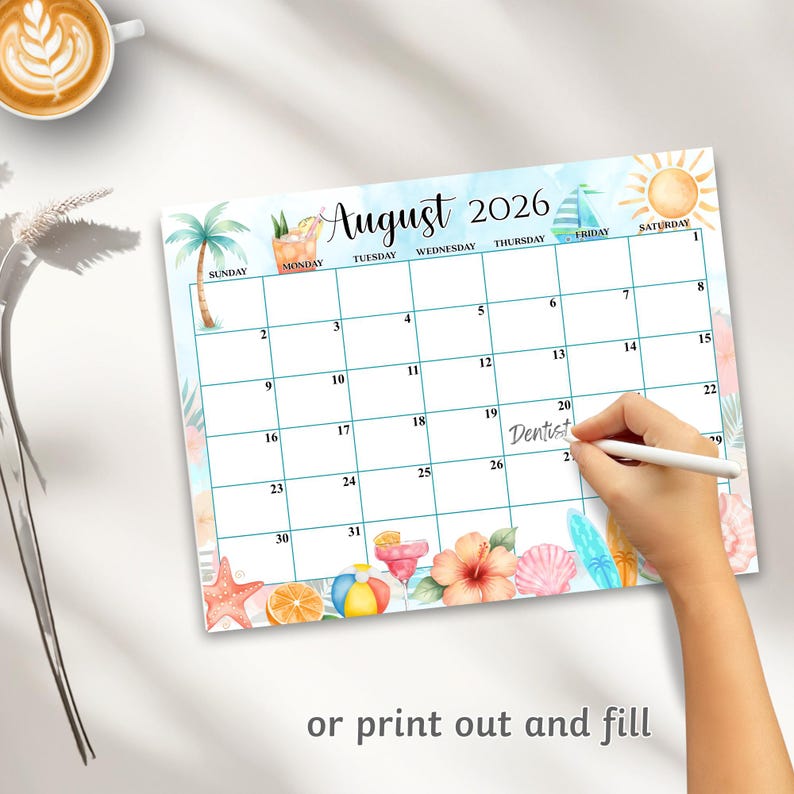 Editable August 2026 Calendar, PDF Editable, Printable Planner ...