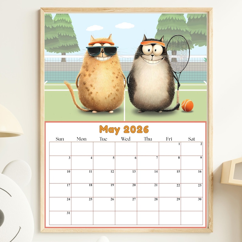 Funny Cats May 2026 Calendar, Monthly Planner, Editable & Printable PDF ...