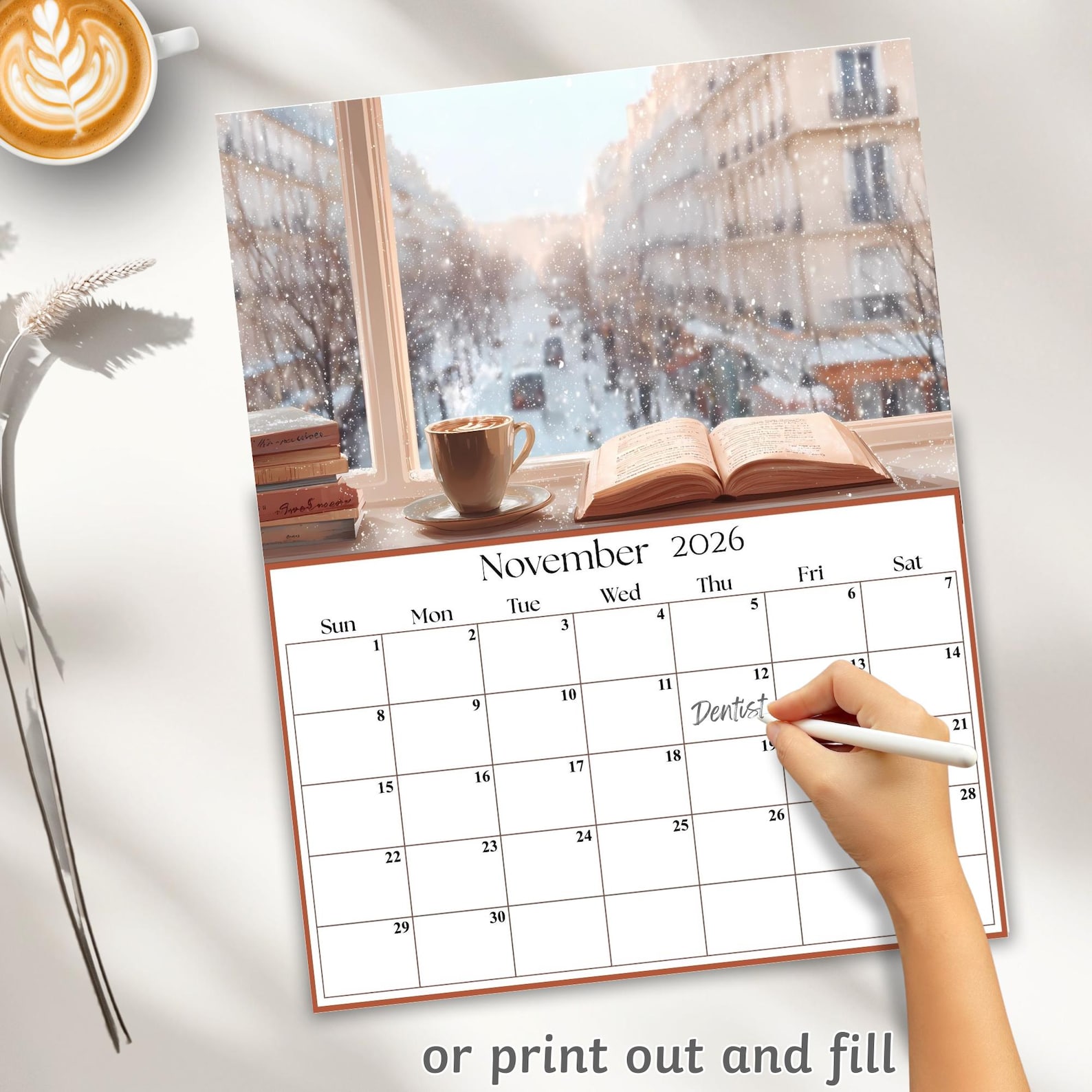 Calendario de noviembre de 2026 editable para amantes de los libros y ...