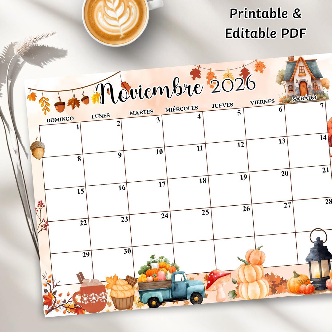 Calendario Español, Noviembre 2026, Spanish November Calendar, PDF ...