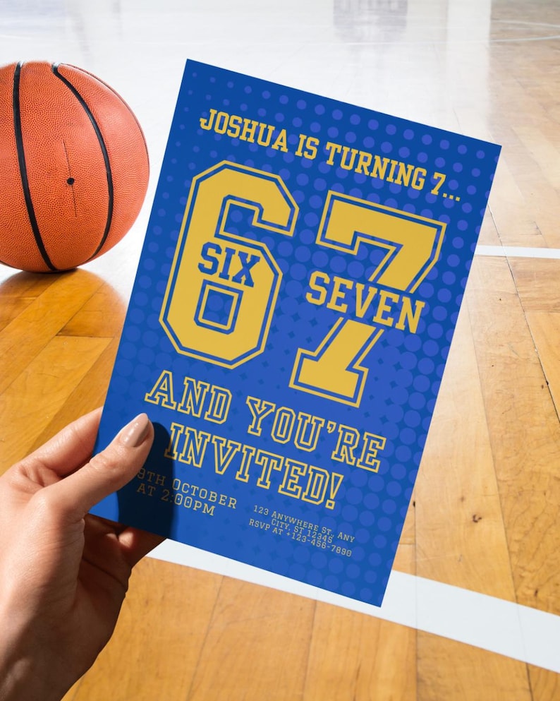 Six Seven Birthday Party Invitation | 6 7 Meme | Meme Birthday | 7th ...