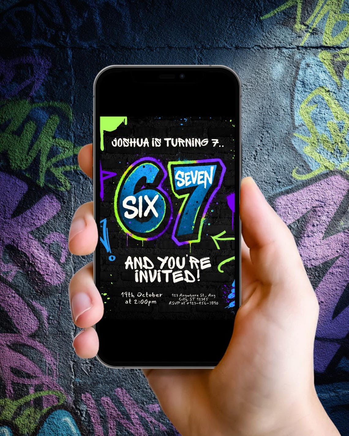 Six Seven Birthday Party Invitation | 6 7 Meme | Meme Birthday | 7th ...