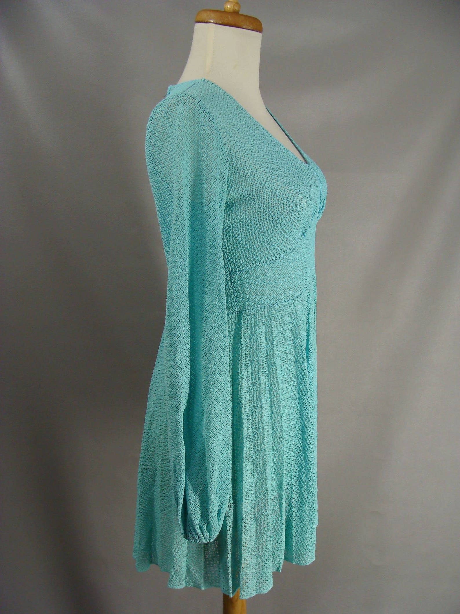 60s Short Blue Mesh Mini Pool Dress Beach Coverup. 70s Sands Hotel ...